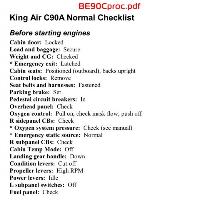 KingAir C90 systems and checklist. - Documents - Avsim.su