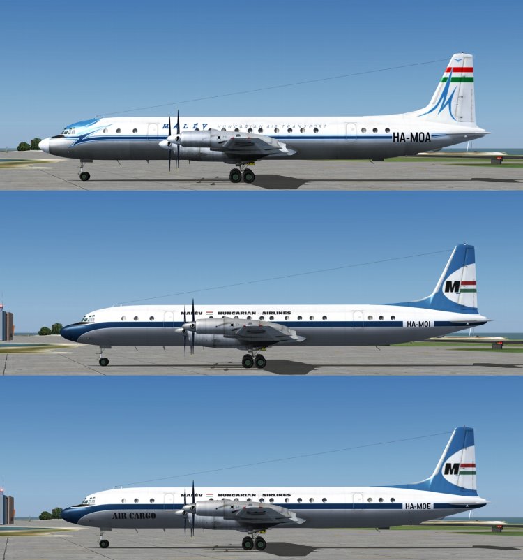 Просмотр ZIP-архива - Malév (Magyar Légiközlekedési Vállalat) IL-18 for the Aeroproyecto model ...