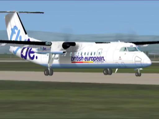 Bombardier Dash8-Q300 FlyBe, the flight from Manchester to Edinburgh ...